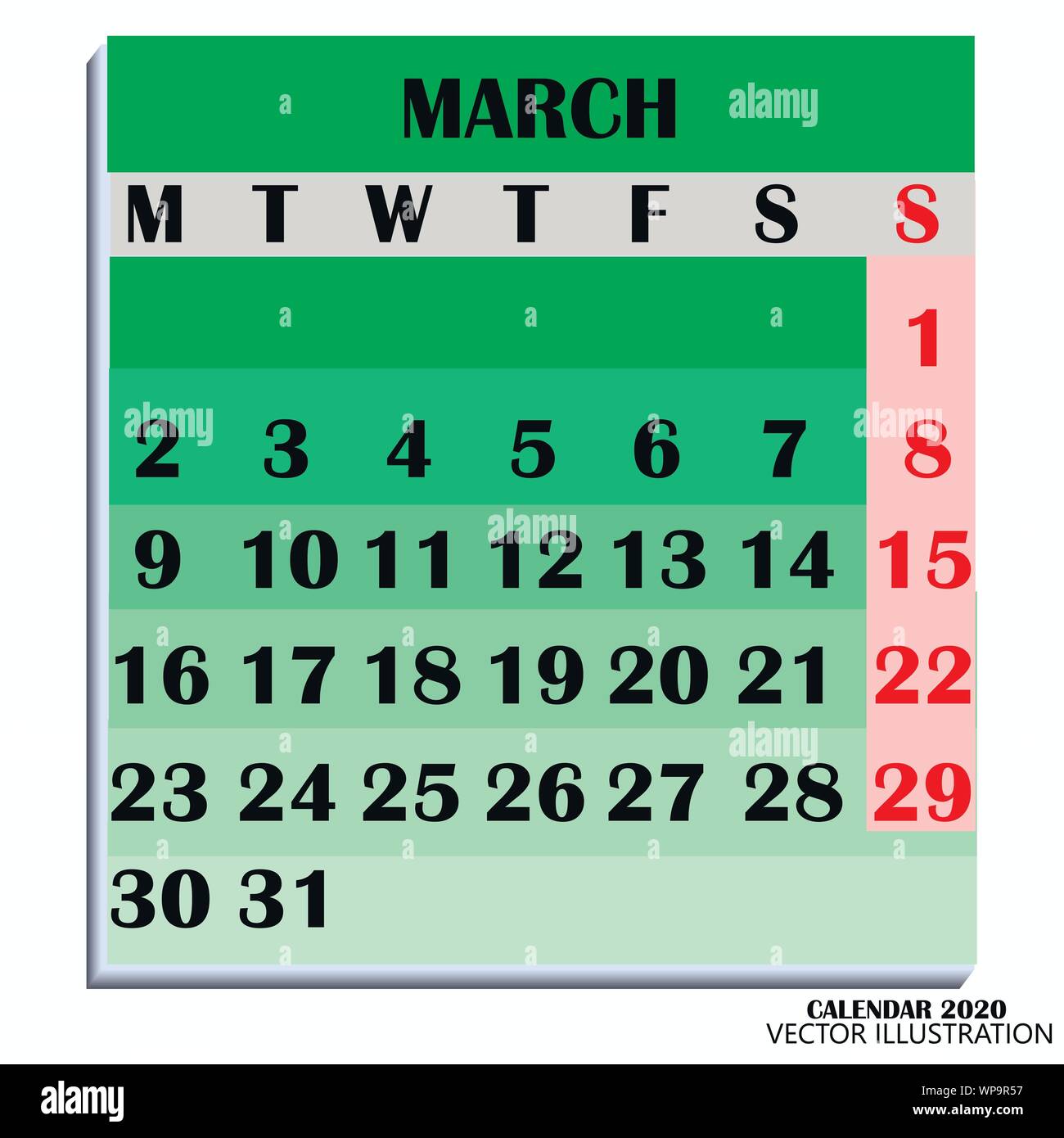 Calendar design month march 2020. Year 2020 calendar. Simple design for ...