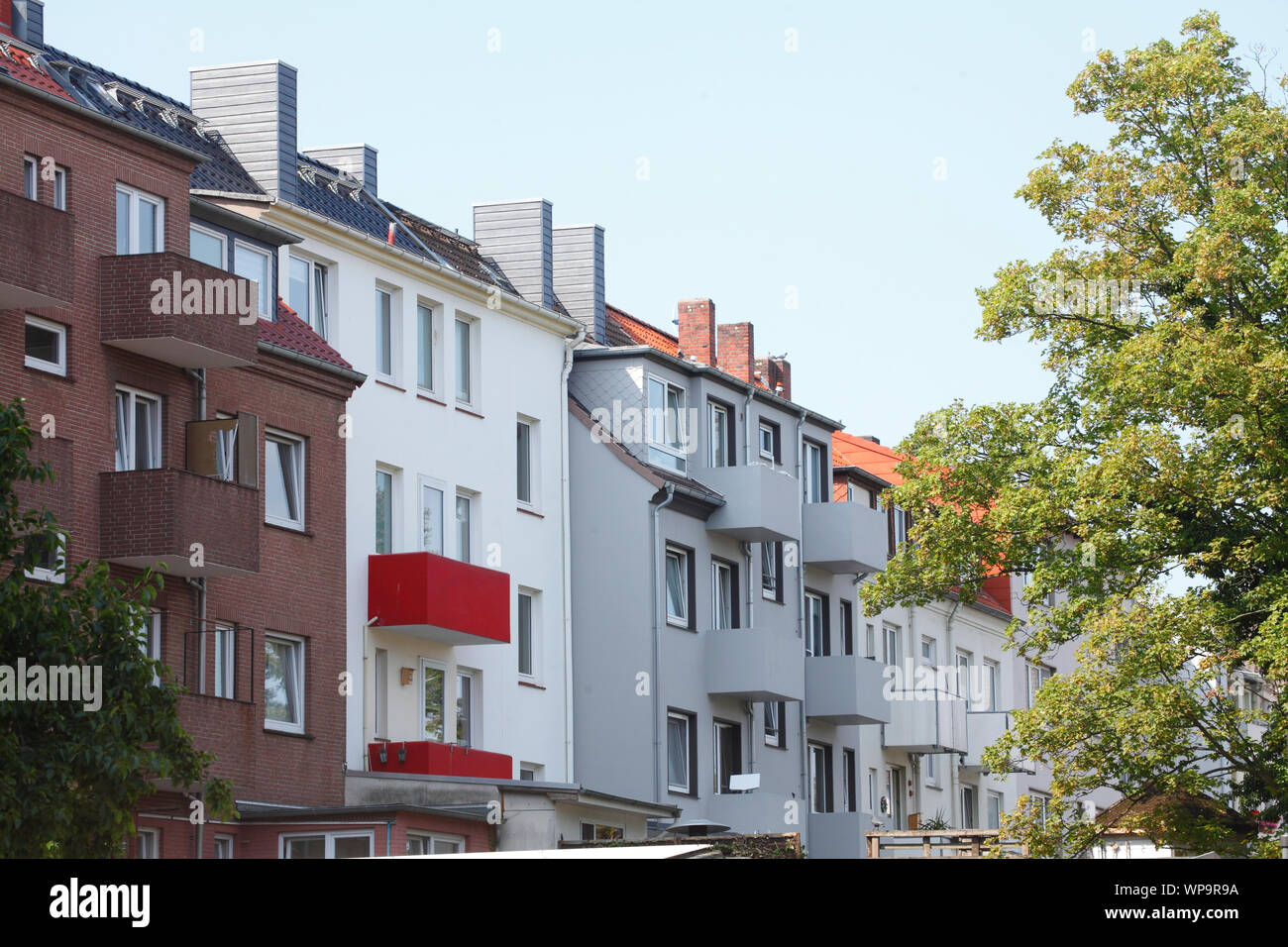 old row houses, residential buildings, rear, Bremerhaven Stock Photo ...