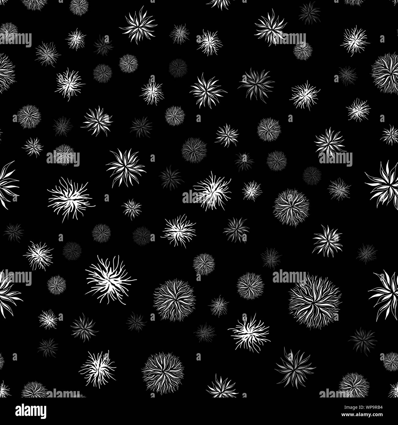 Seamless pattern of outline microbes. Isolated black simple line ...