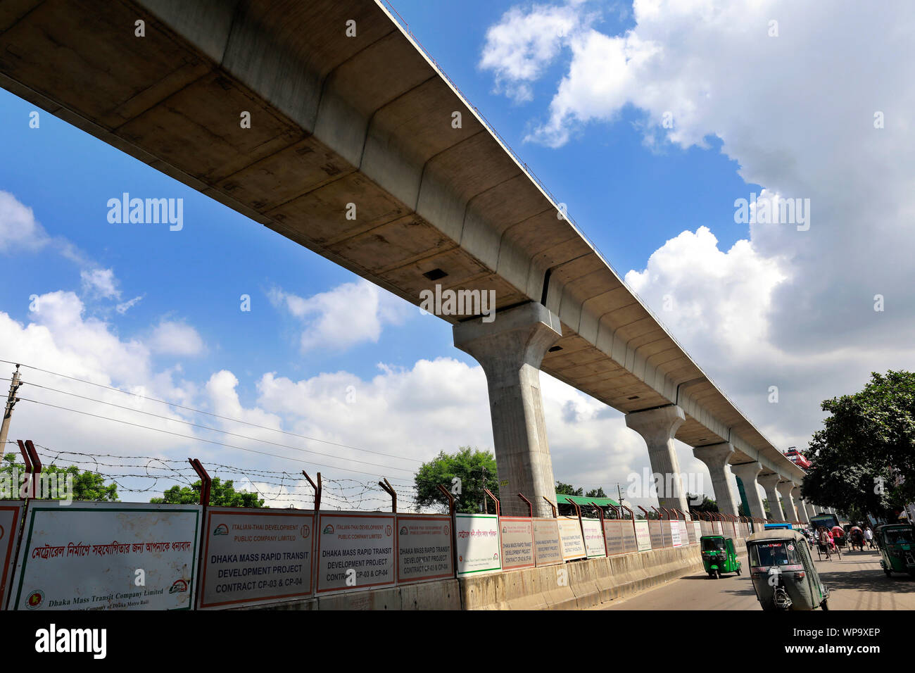 Dhaka, Bangladesh - September 06, 2019: The elevated way for metro rail ...