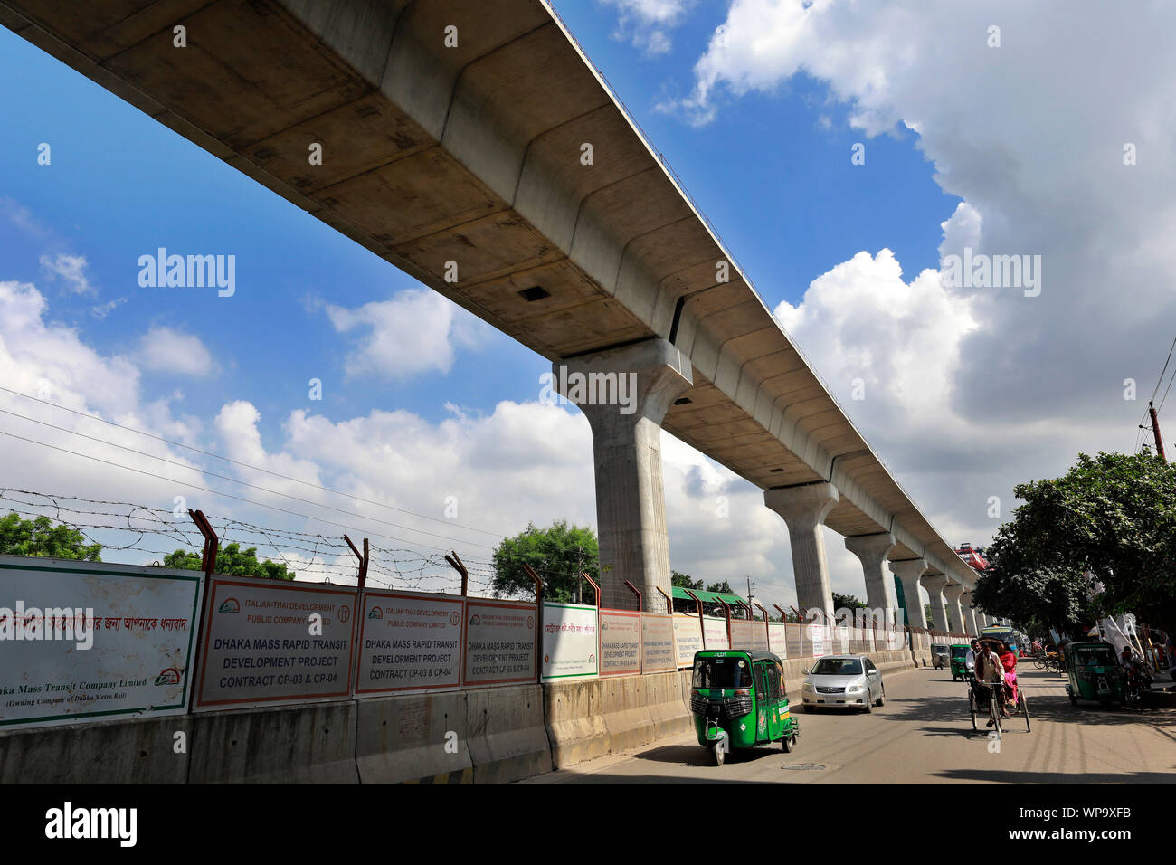 Dhaka, Bangladesh - September 06, 2019: The elevated way for metro rail ...