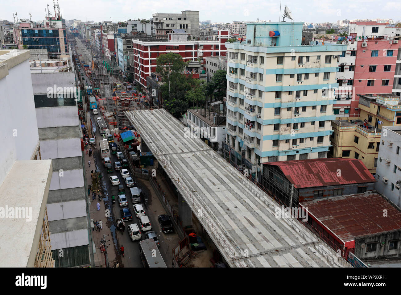 Dhaka, Bangladesh - September 06, 2019: The elevated way for metro rail ...