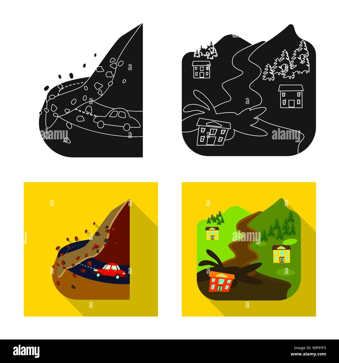 Vector design of weather and distress logo. Set of weather and crash ...
