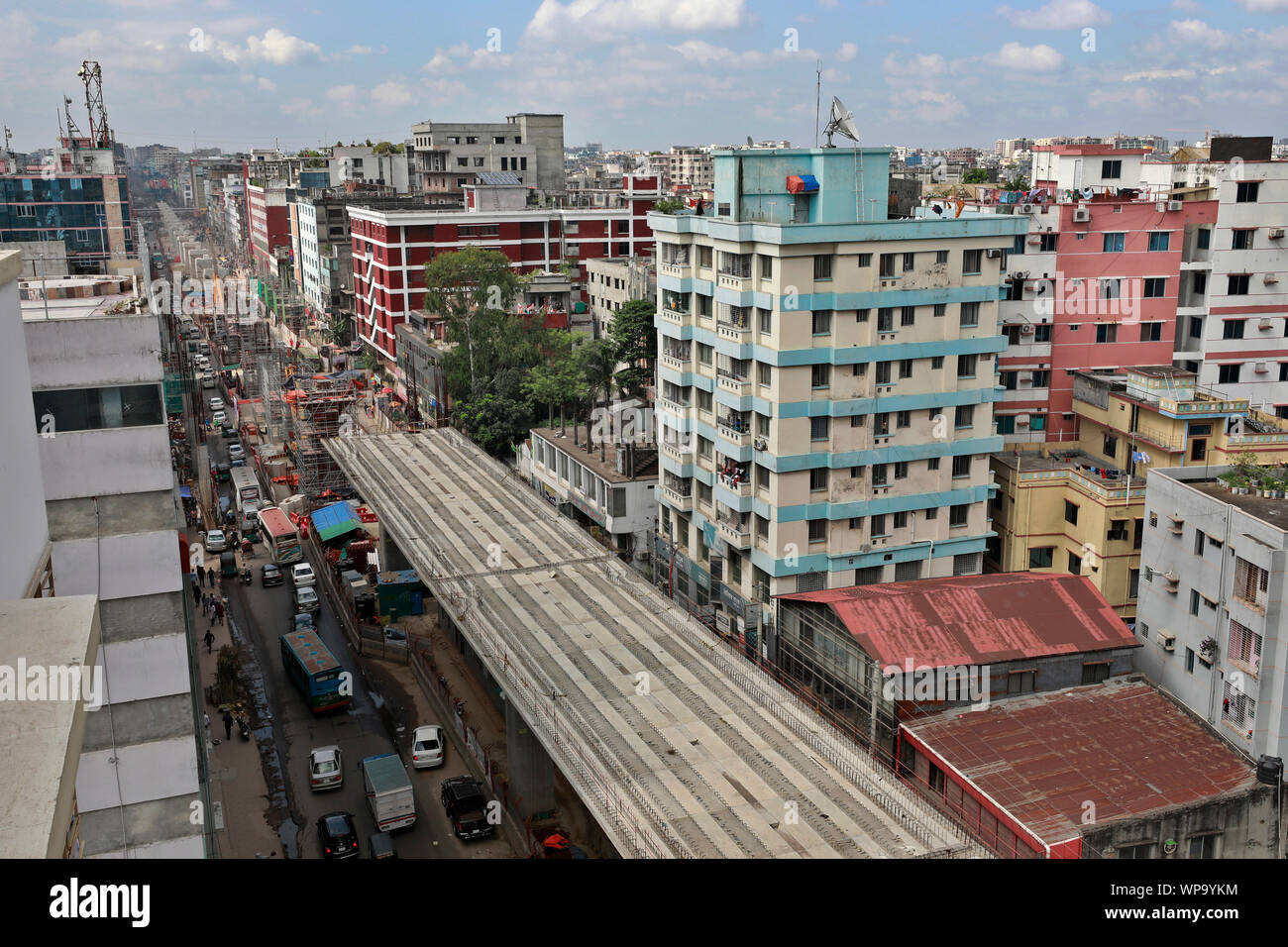 Dhaka, Bangladesh - September 06, 2019: The elevated way for metro rail ...