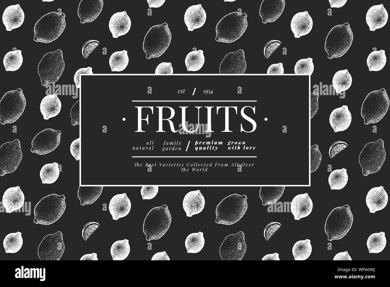 Lemon tree banner template. Hand drawn vector fruit illustration on ...