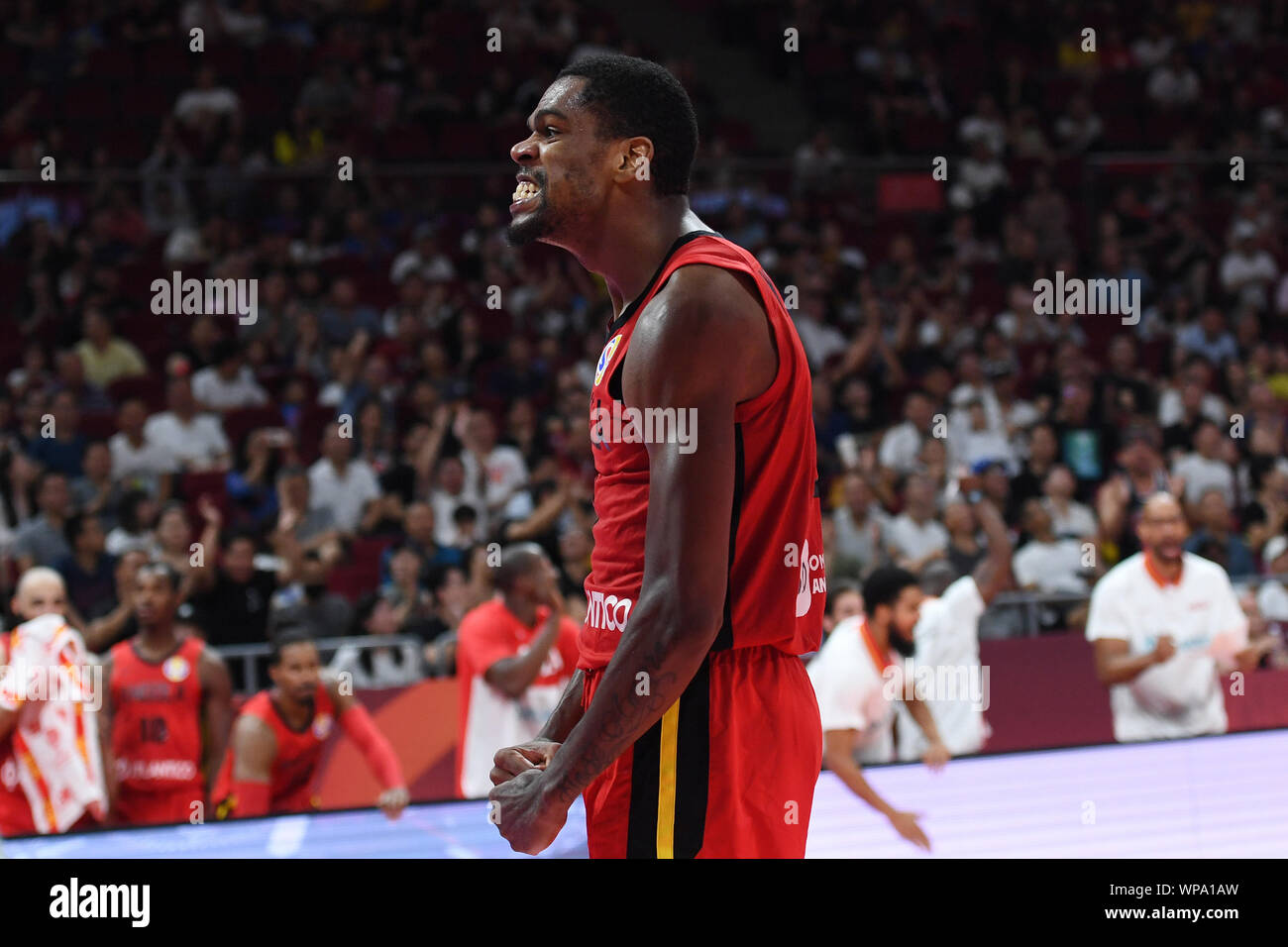 Beijing, China. 8th Sep, 2019. Yanick Moreira of Angola celebrates ...