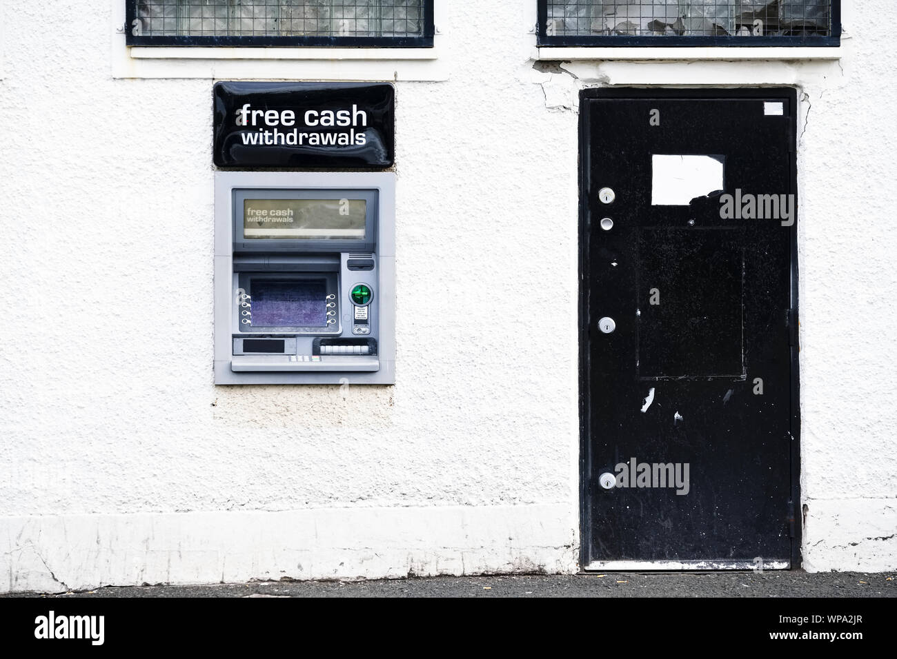 Cash point machine ATM automated free money withdrawal in wall Stock ...