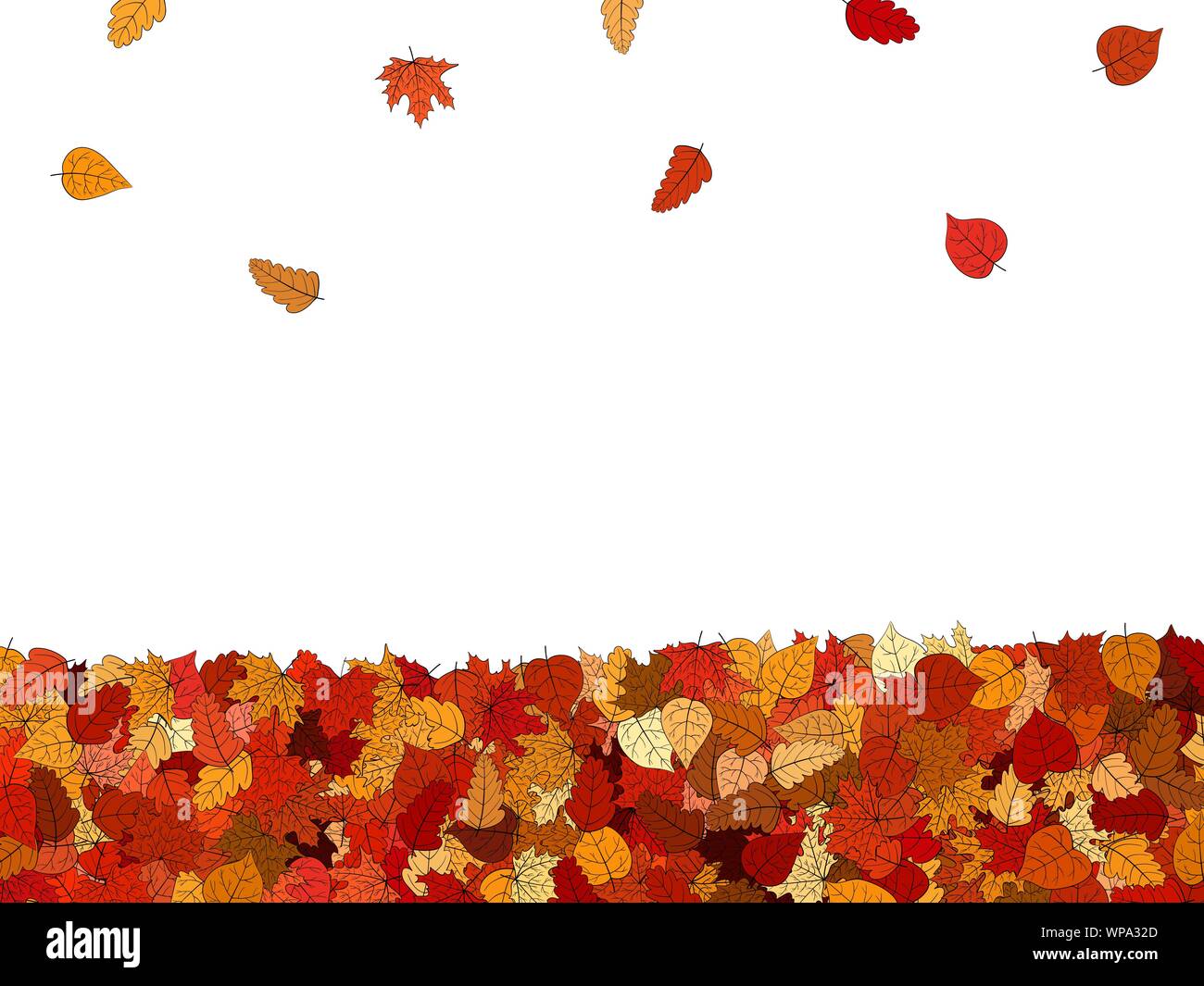 wide vector autumn background - falling leaves Stock Vector Image & Art ...