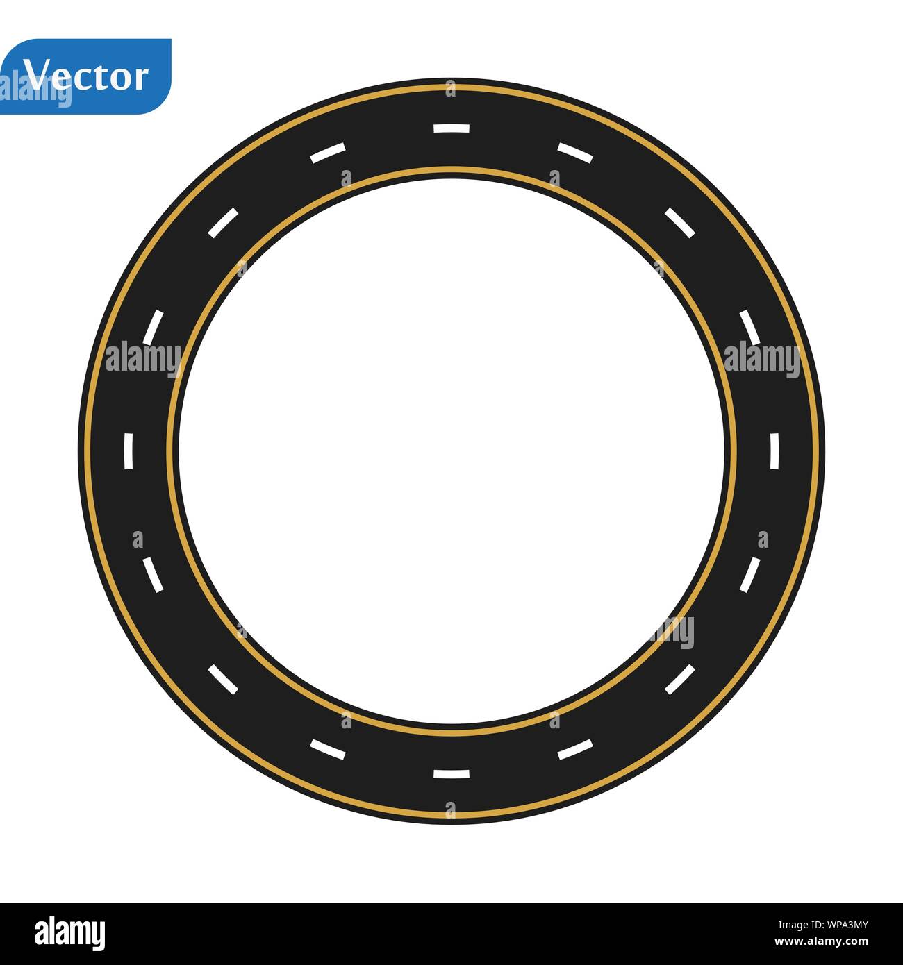 Paved path on the road, circular road, map on white background. eps10 ...
