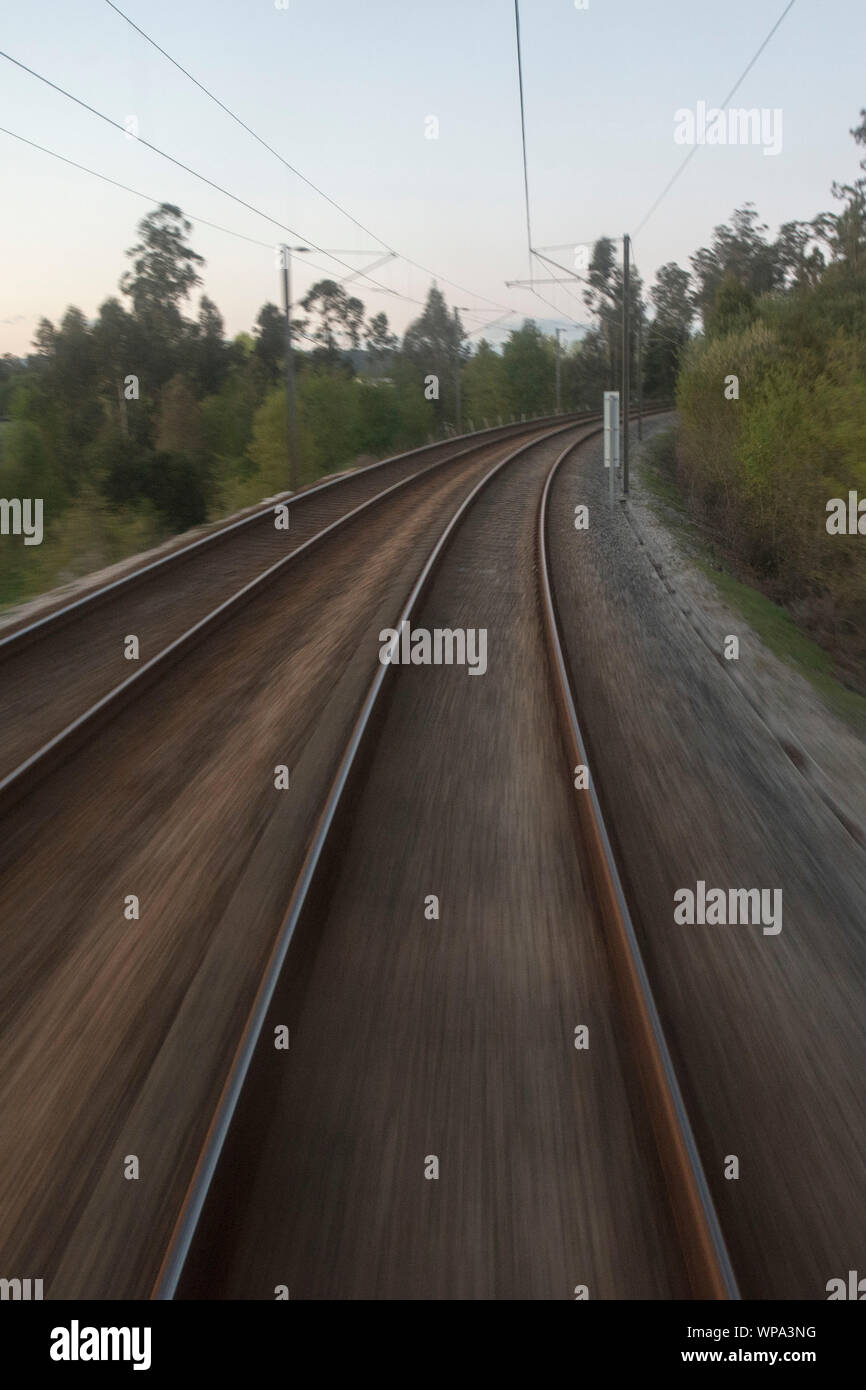 the Railway line betwen Porto and the town of Peso da Regua on the ...