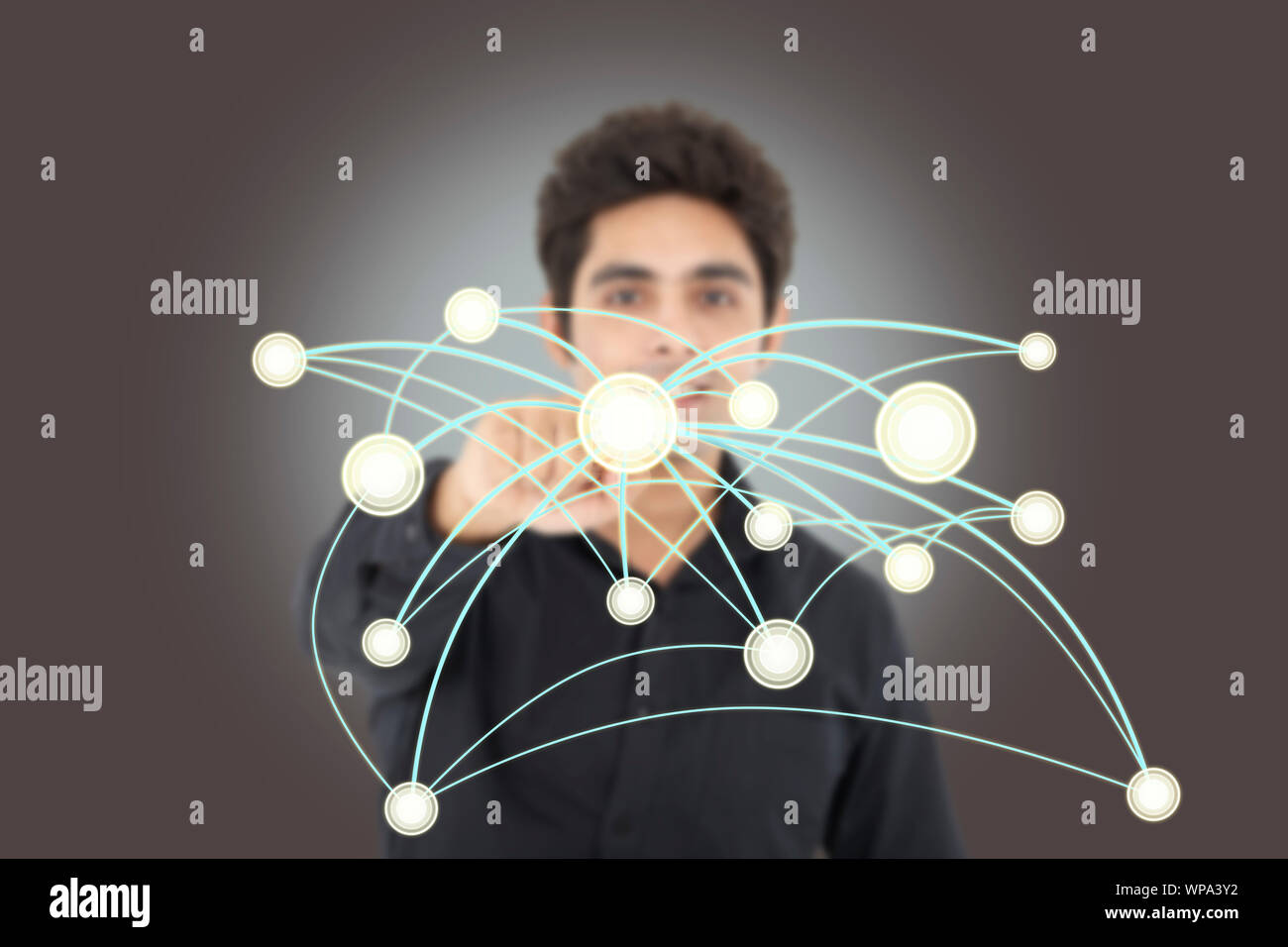 Businessman using a touch screen Stock Photo - Alamy