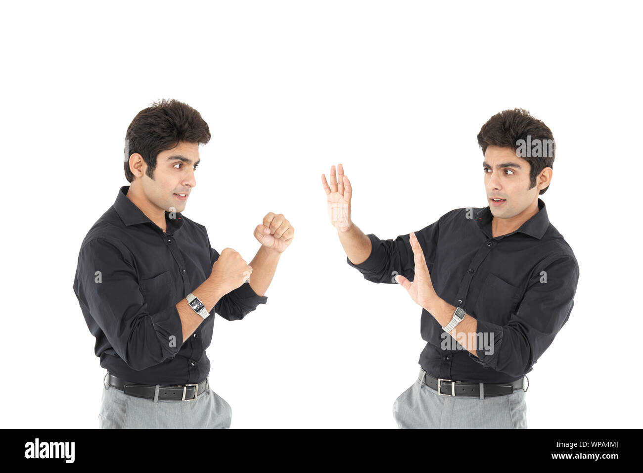 Businessman fighting with each other isolated on white background Stock ...