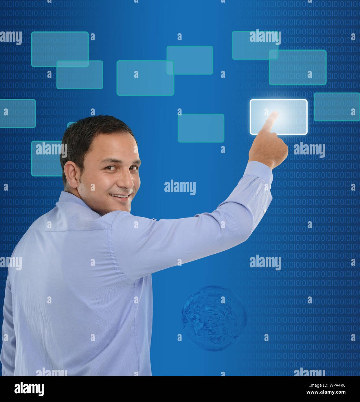 Businessman using a touch screen Stock Photo - Alamy