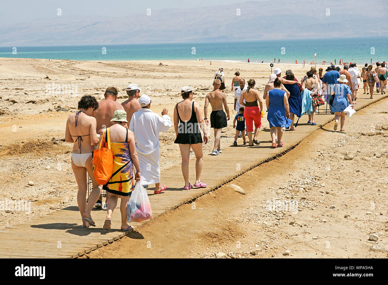 Tourist at the Ein Gedi Beach of the Dead Sea, Israel Stock Photo - Alamy