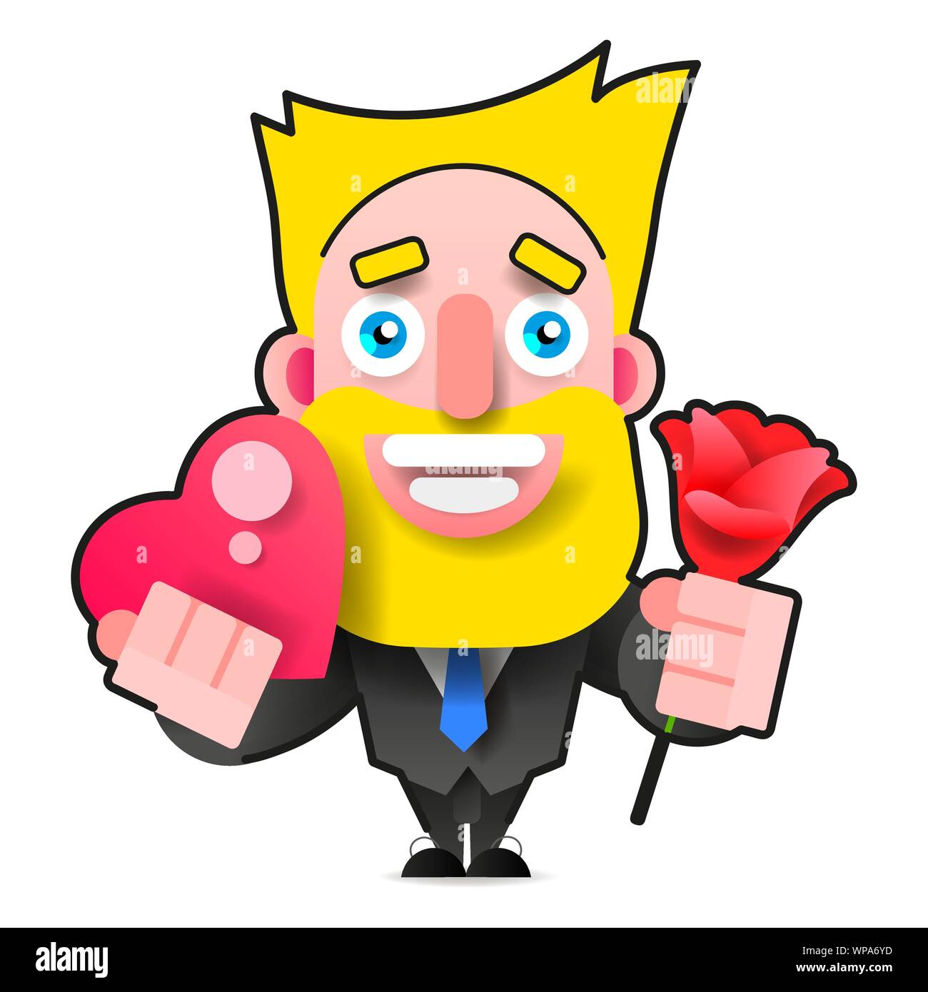 Beautiful Man With Rose, Great Design For Any Purposes. Vector ...