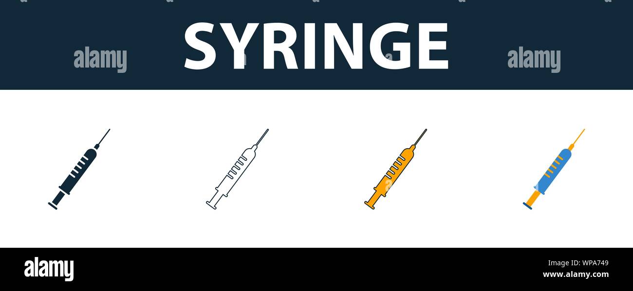 Syringe icon set. Four elements in diferent styles from medicine icons ...