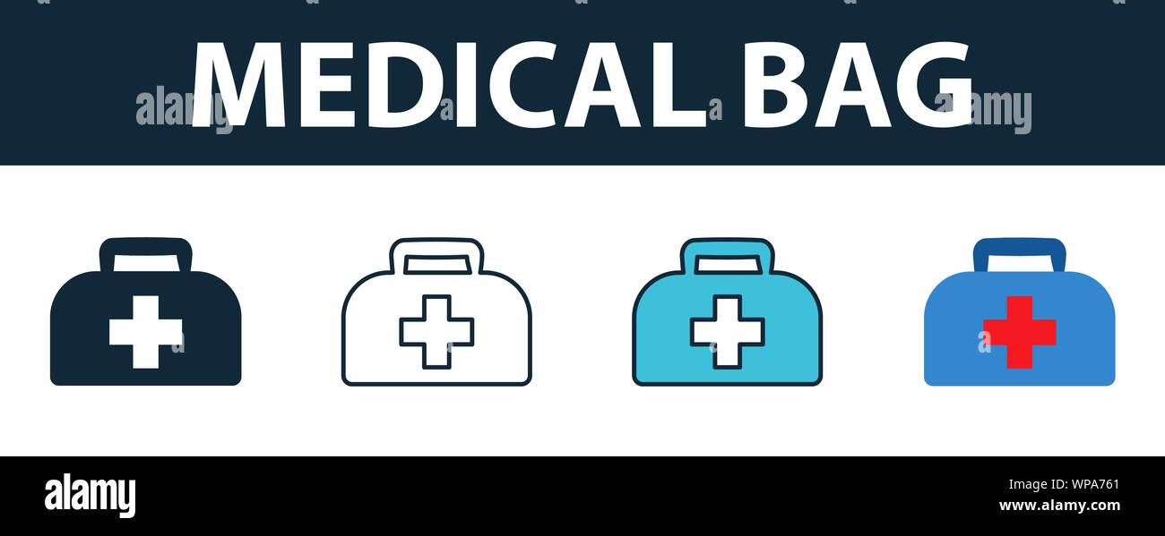 Medical Bag icon set. Four elements in diferent styles from medicine ...