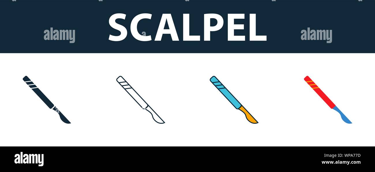 Scalpel icon set. Four elements in diferent styles from medicine icons ...