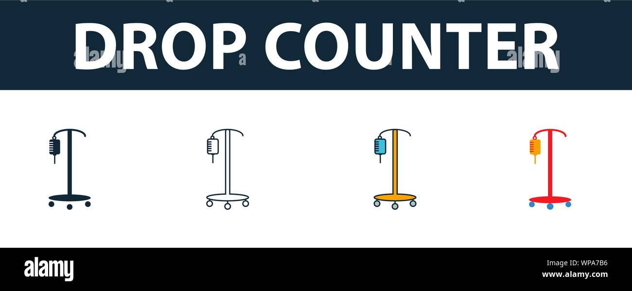 Drop Counter icon set. Four elements in diferent styles from medicine ...