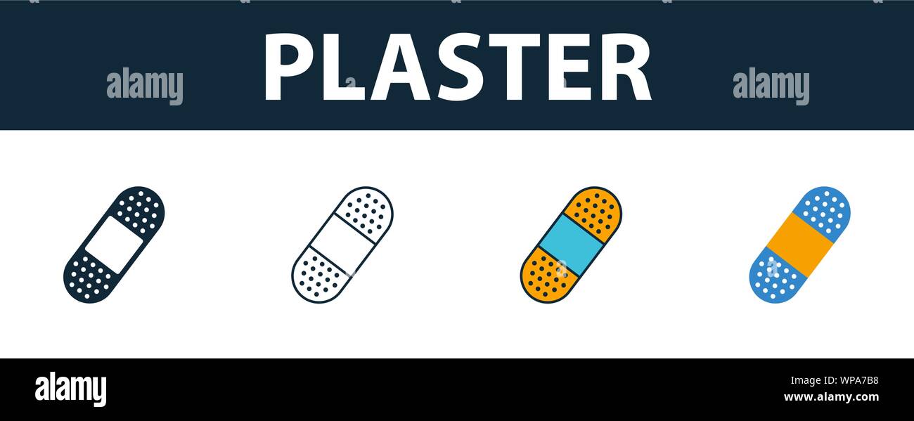 Plaster icon set. Four elements in diferent styles from medicine icons ...