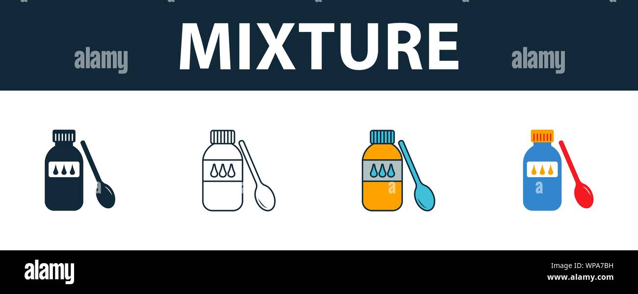 Mixture icon set. Four elements in diferent styles from medicine icons collection. Creative ...