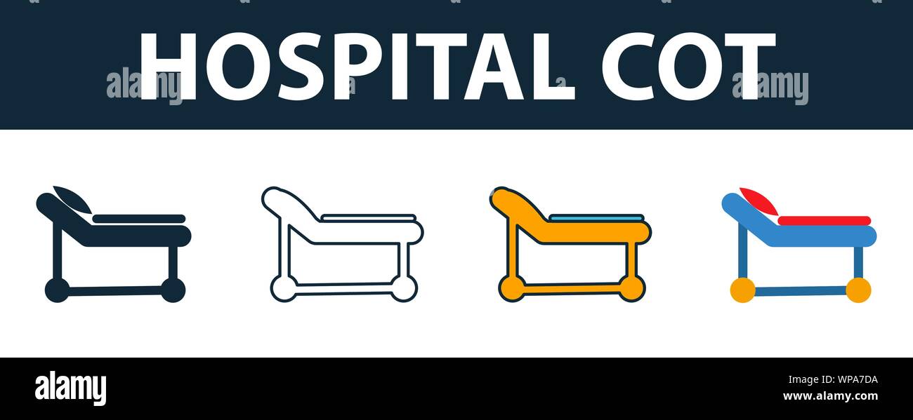 Hospital Cot icon set. Four elements in diferent styles from medicine ...