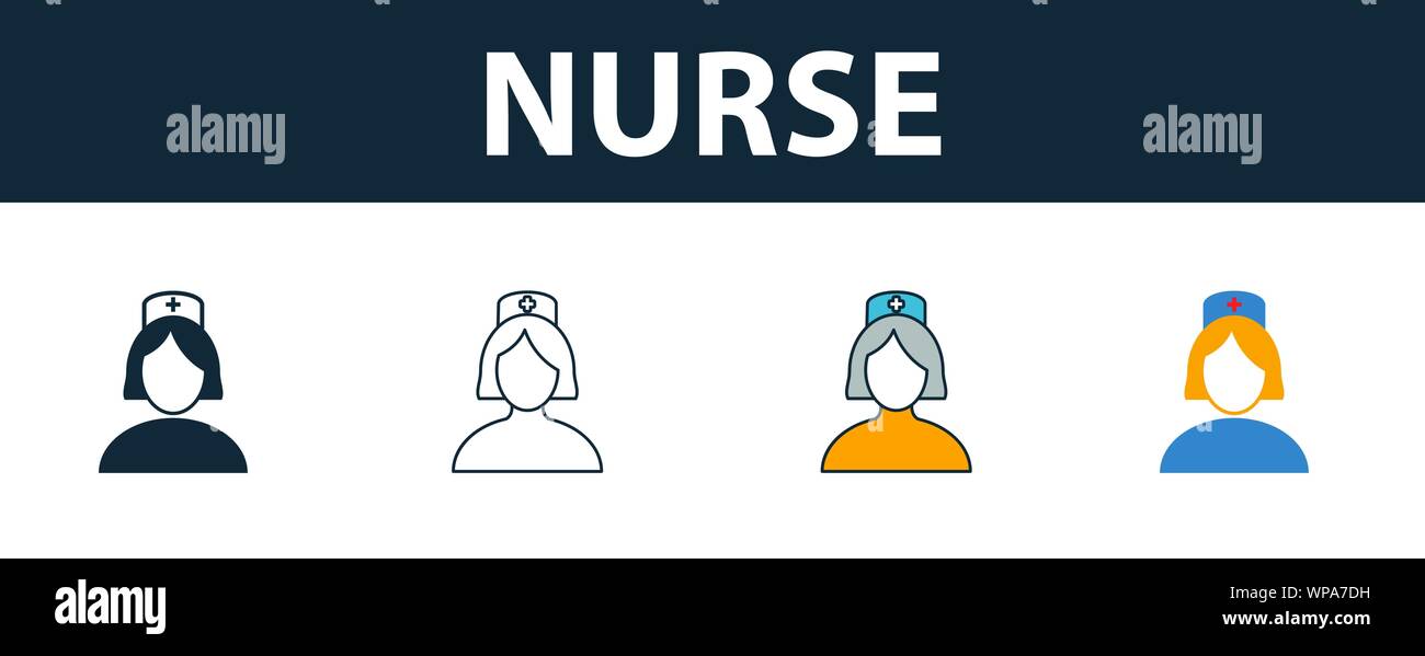 Nurse icon set. Four elements in diferent styles from medicine icons ...