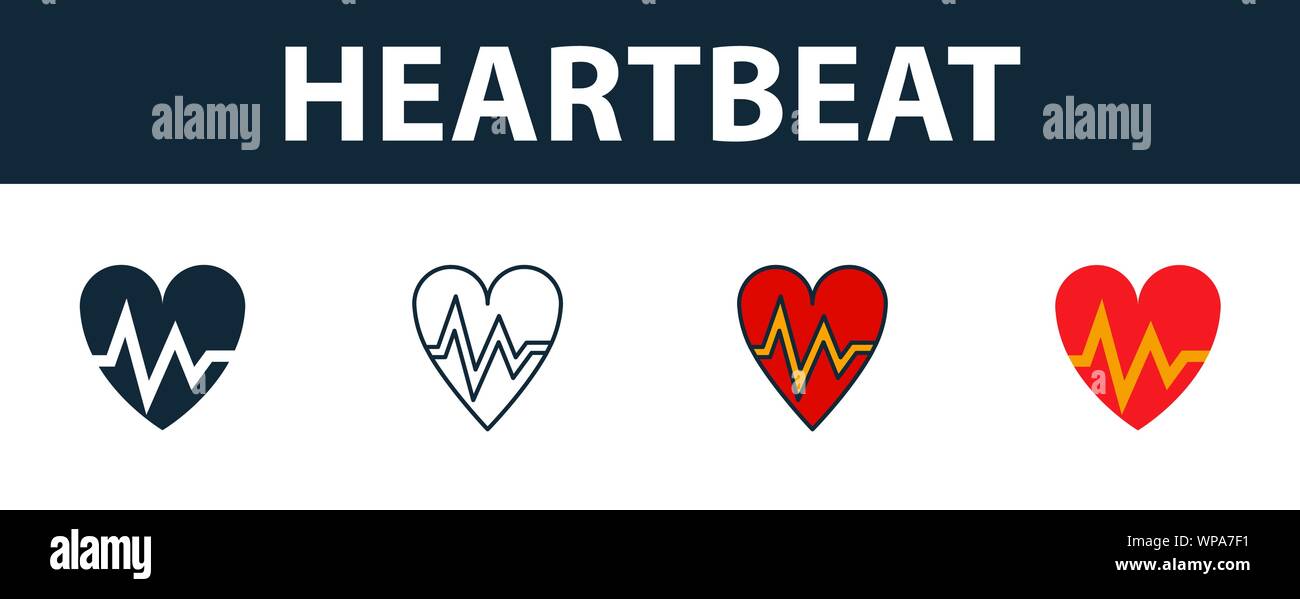 Heartbeat icon set. Four elements in diferent styles from medicine ...