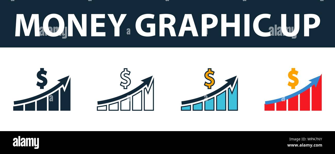 Money Graphic Up icon set. Four elements in diferent styles from money ...
