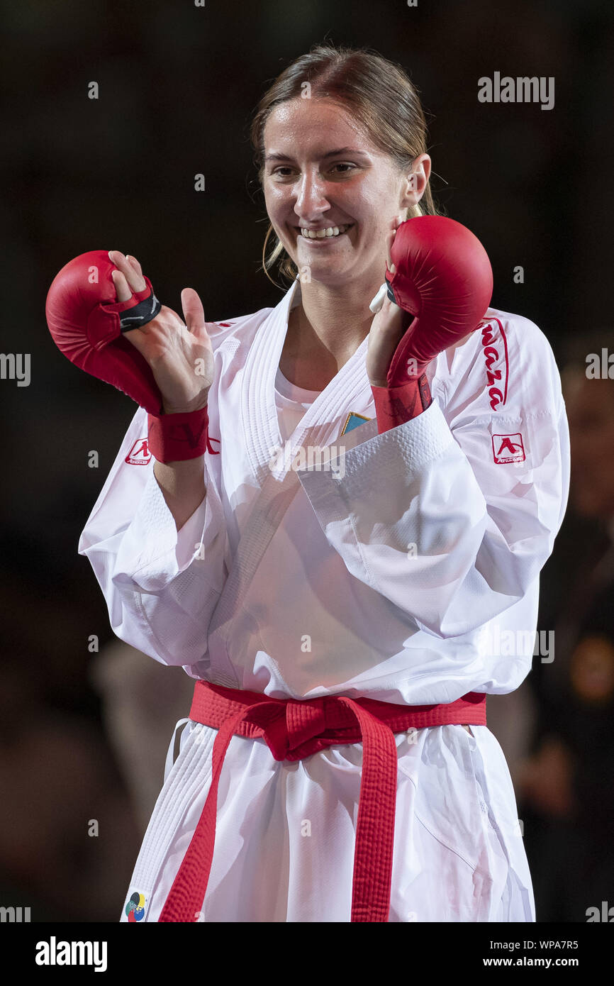 Tokyo, Japan. 8th Sep, 2019. Irina Zaretska of Azerbaijan (red) fights ...