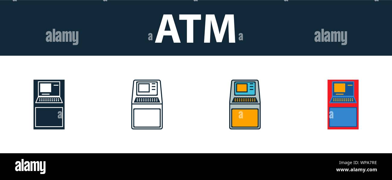 Atm icon set. Four elements in diferent styles from money icons ...