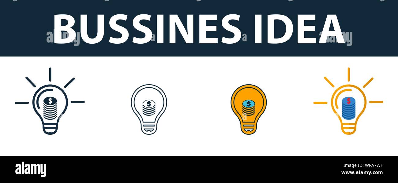 Business Idea icon set. Four elements in diferent styles from money ...