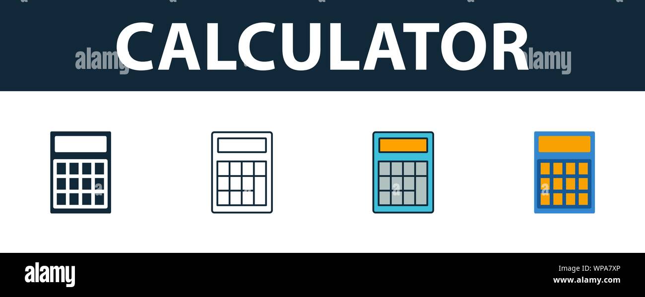 Calculator icon set. Four elements in diferent styles from money icons ...