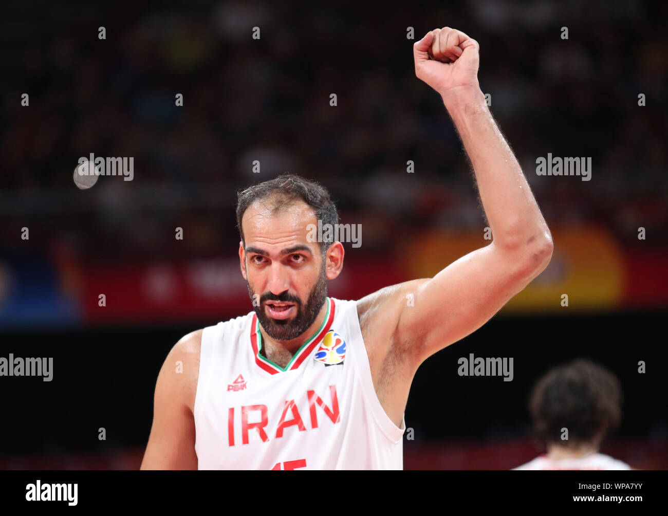 Beijing, China. 8th Sep, 2019. Hamed Haddadi of Iran celebrates during ...