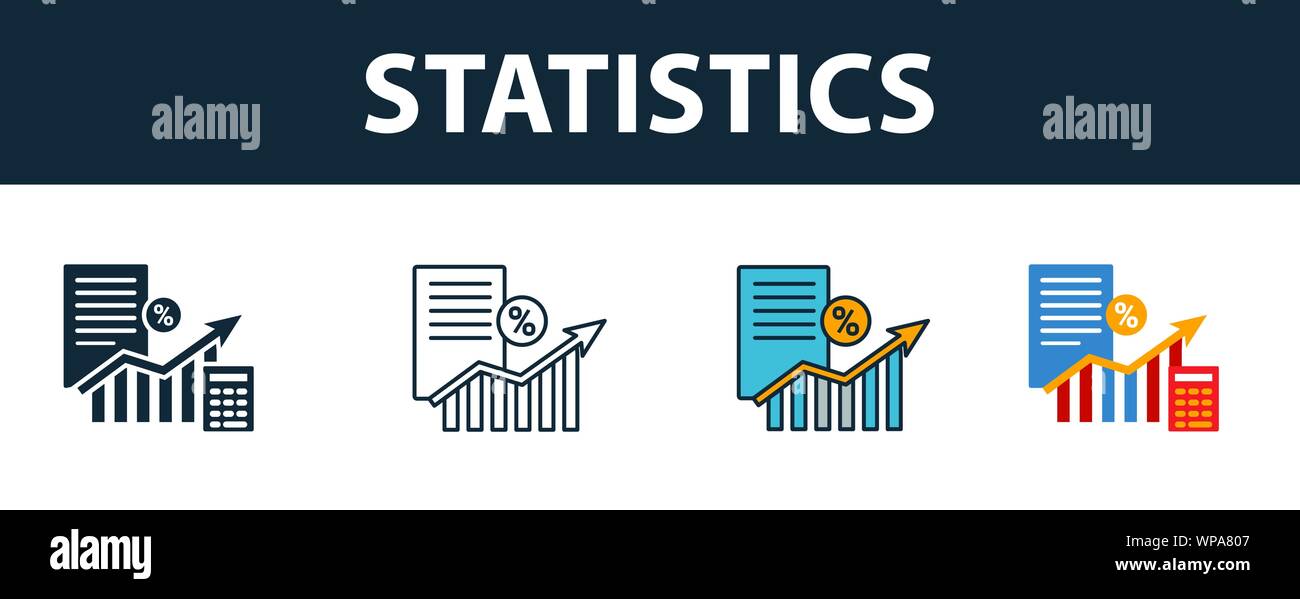 Statistics icon set. Four elements in diferent styles from online ...
