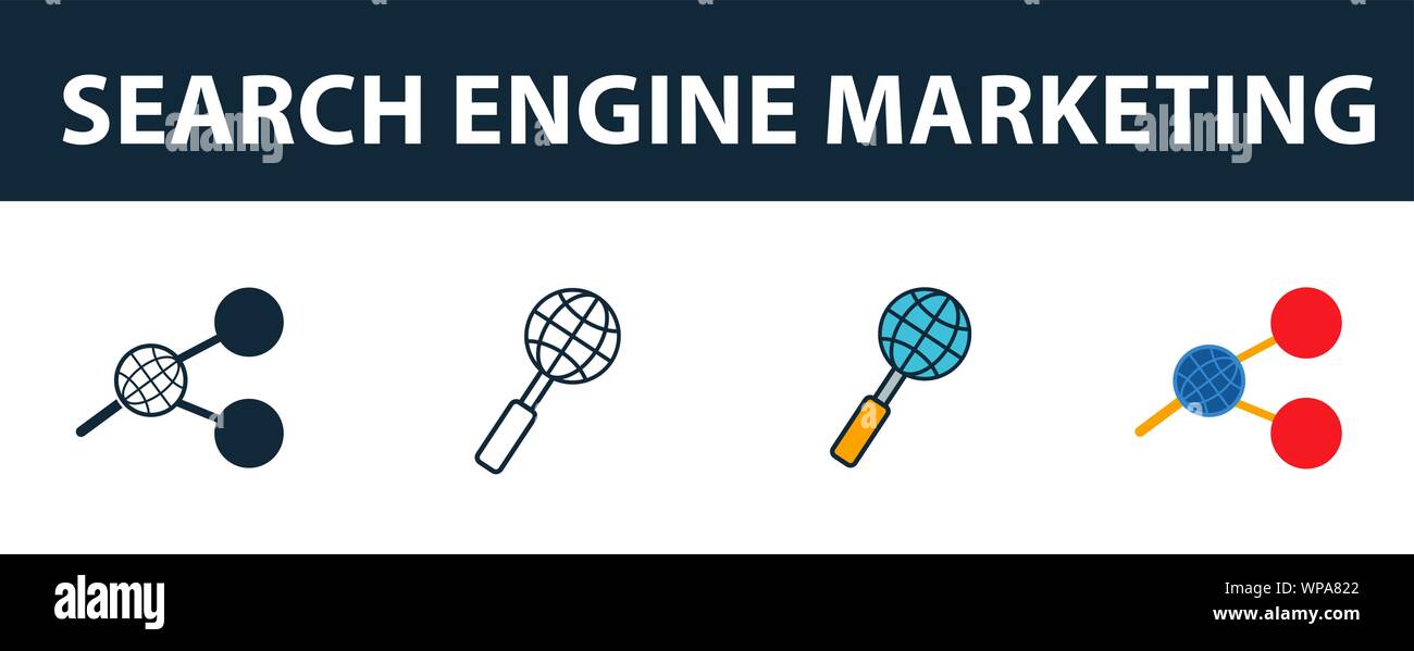 Search Engine Marketing icon set. Four elements in diferent styles from ...