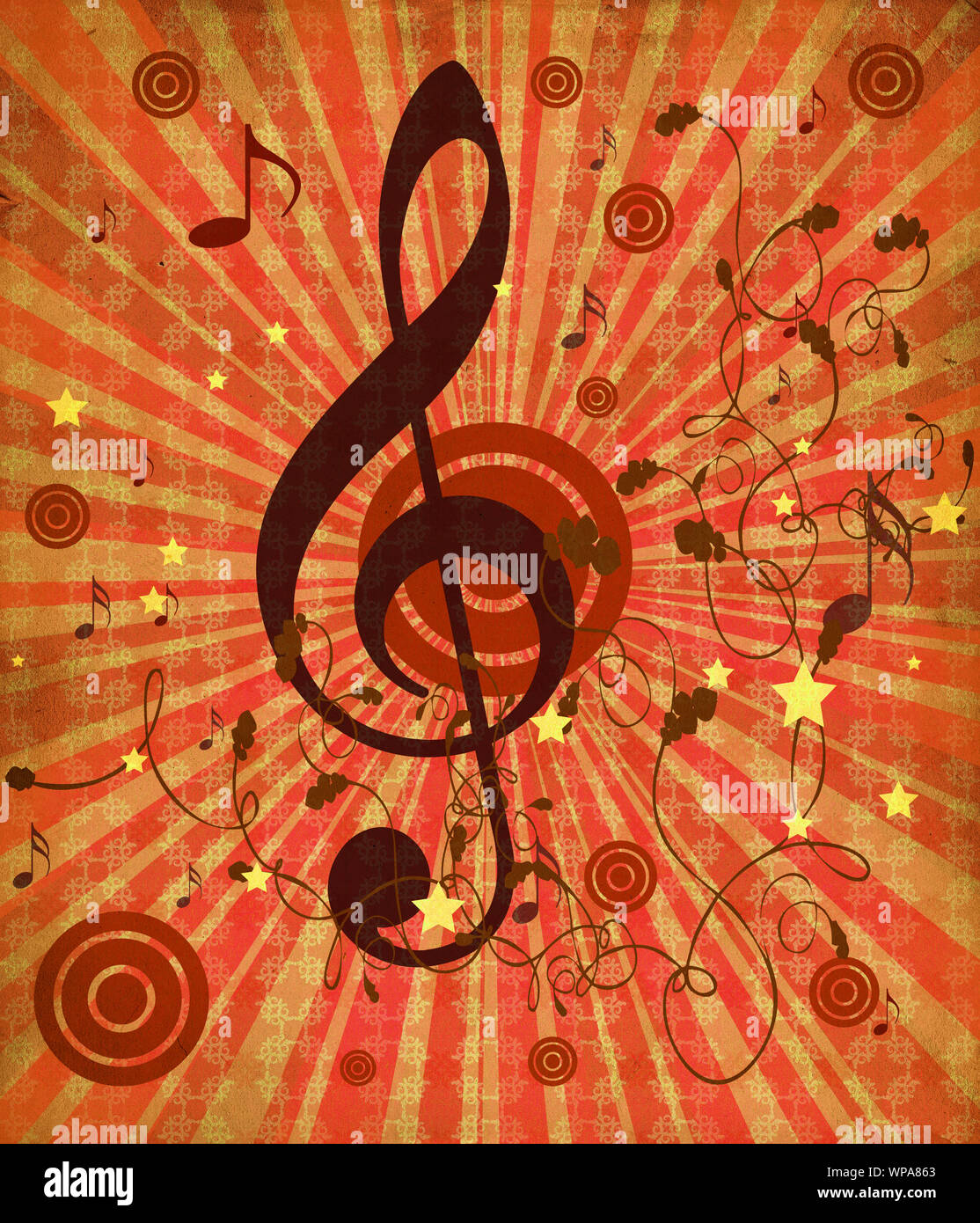 Illustration of abstract red grunge retro musical background Stock ...