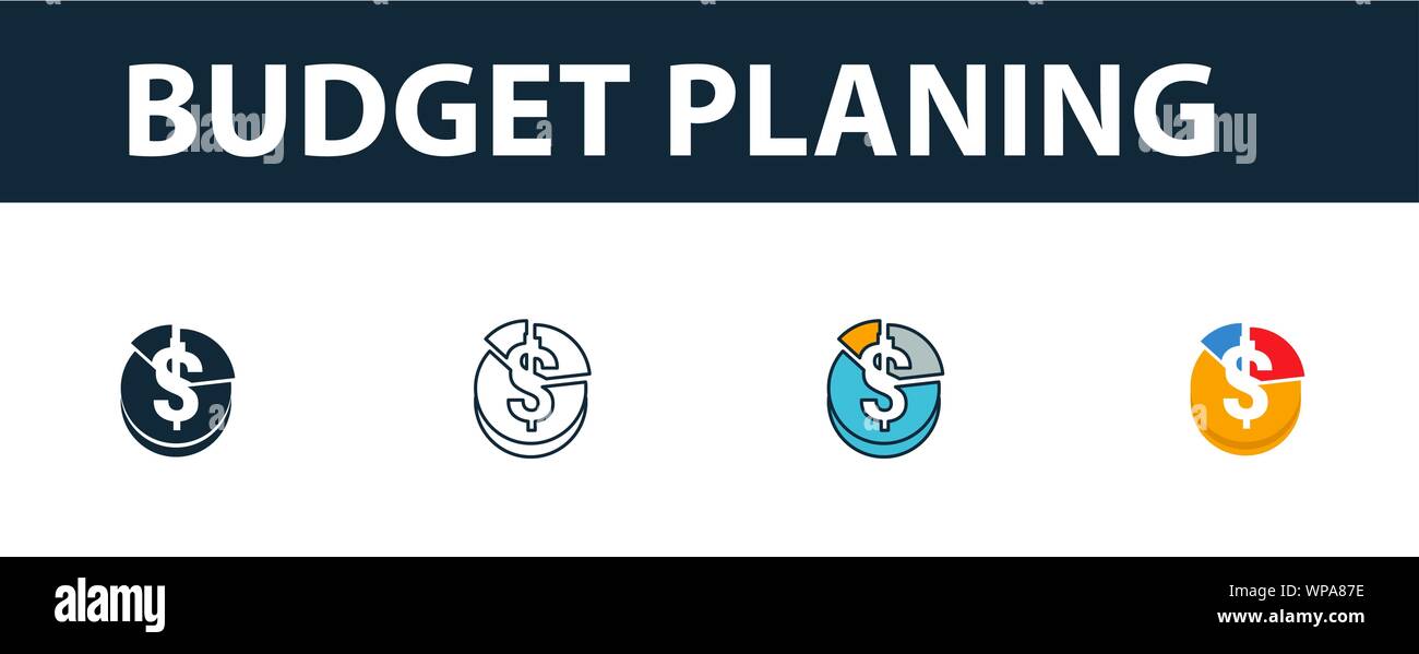 Budget Planing icon set. Four elements in diferent styles from online ...