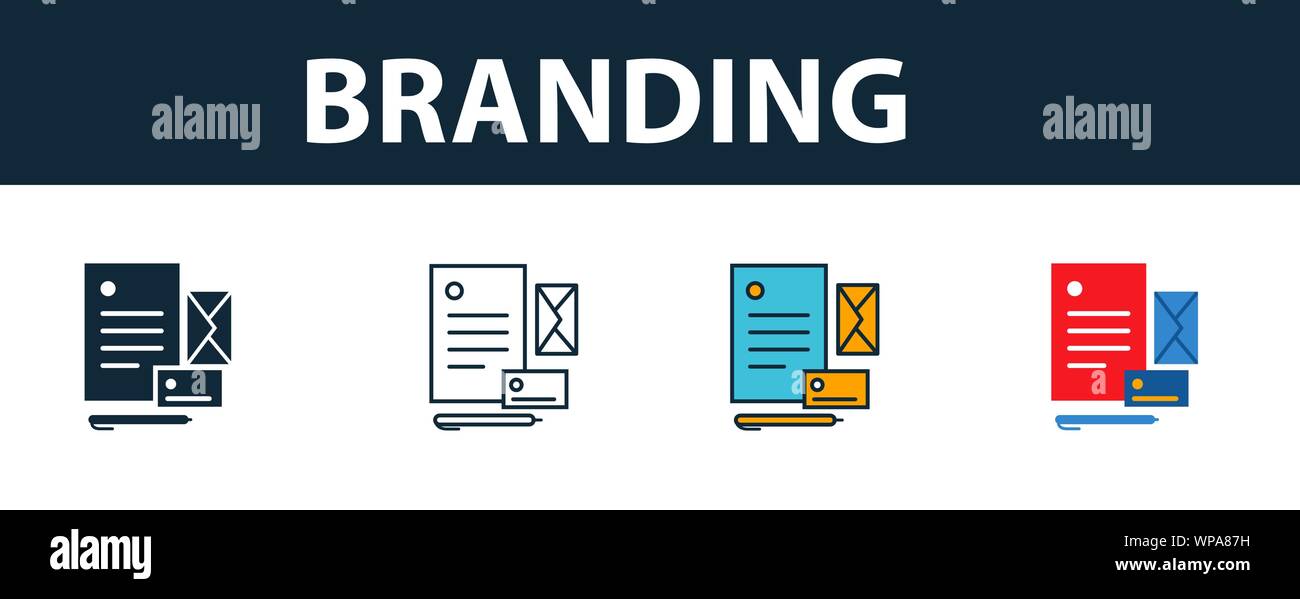 Branding icon set. Four elements in diferent styles from online ...