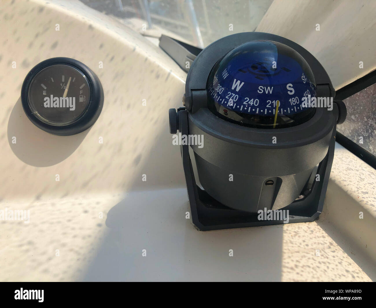 Marine device on a yacht - the hero compass shows the direction of ...