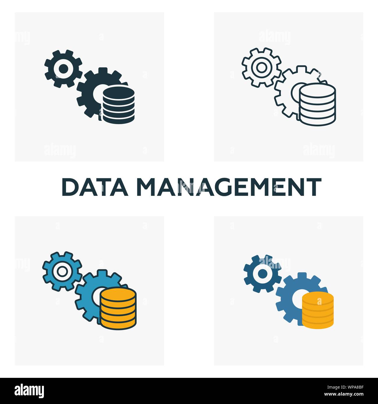 Data Management icon set. Four elements in diferent styles from ...