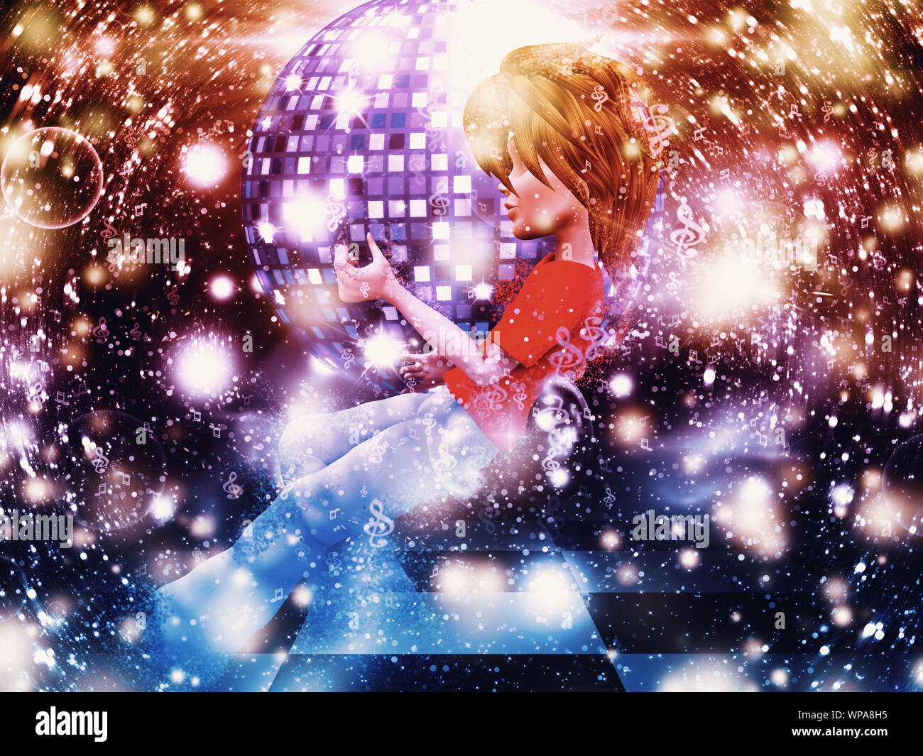 Illustration of abstract grunge man dancing on disco party Stock Photo ...