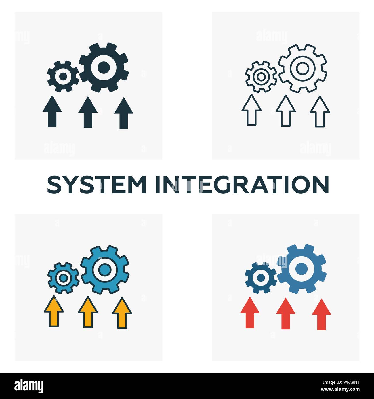 System Integration icon set. Four elements in diferent styles from ...