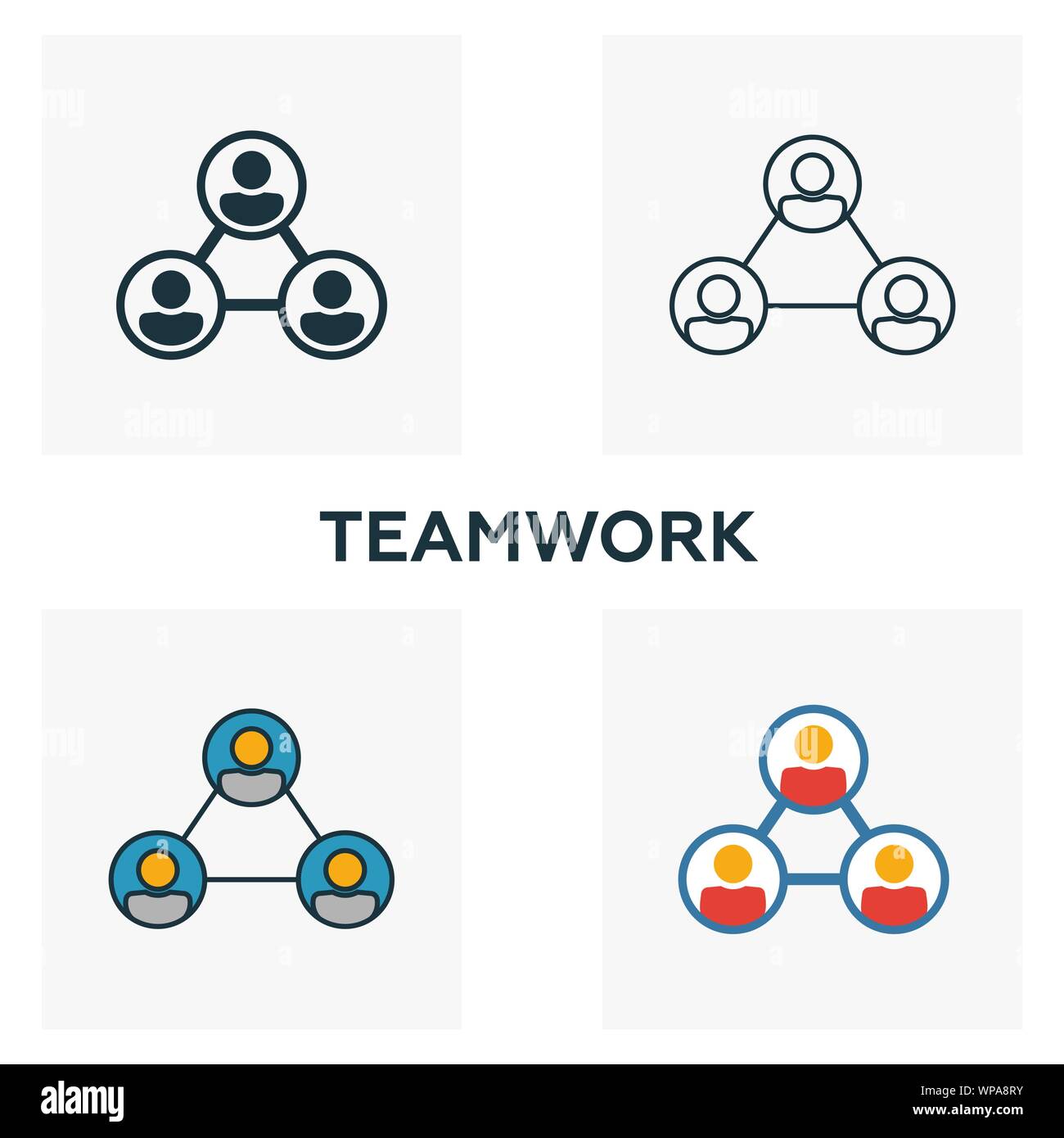 Teamwork icon set. Four elements in diferent styles from human ...
