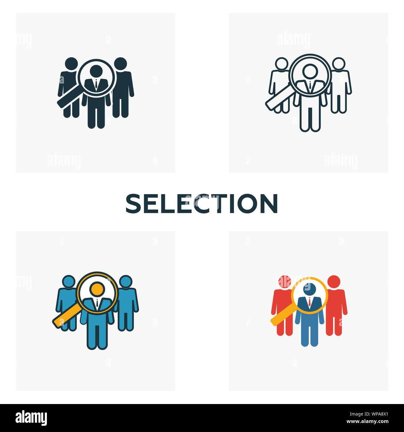 Selection icon set. Four elements in diferent styles from human ...