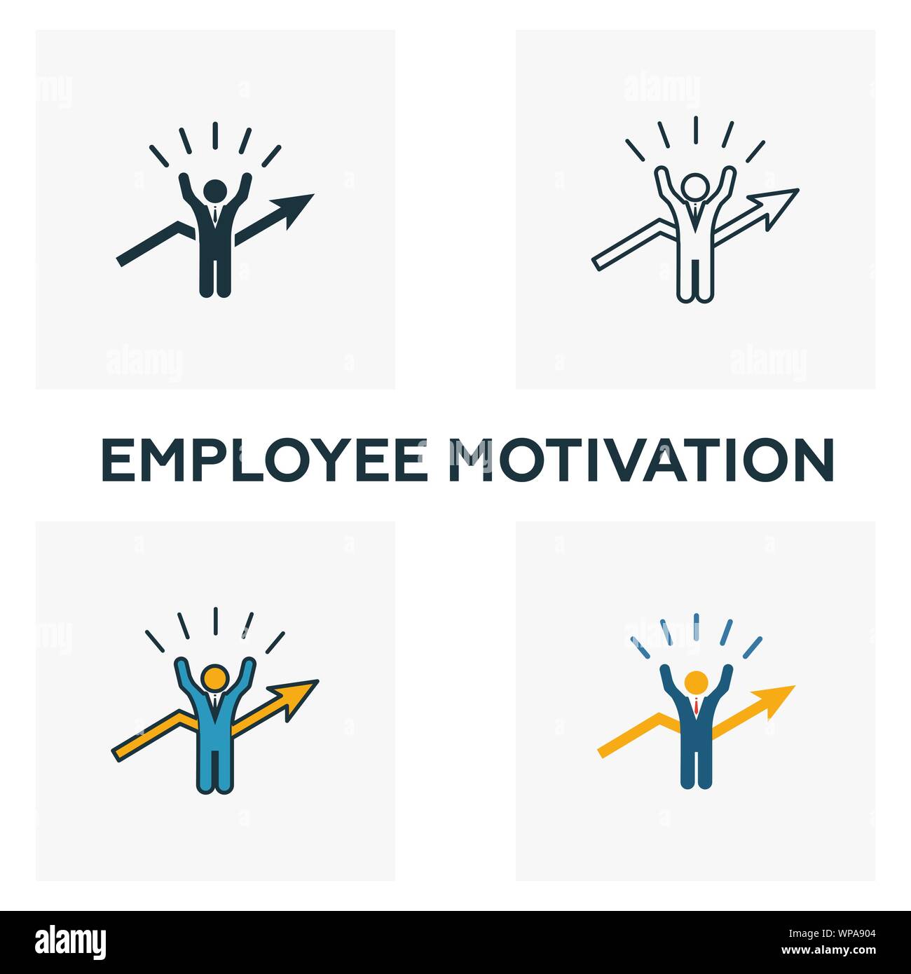 Employee Motivation icon set. Four elements in diferent styles from human resources icons ...