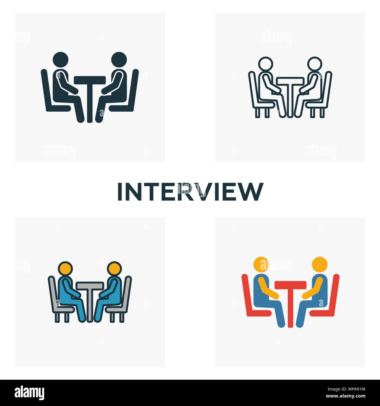 Interview icon set. Four elements in diferent styles from human ...