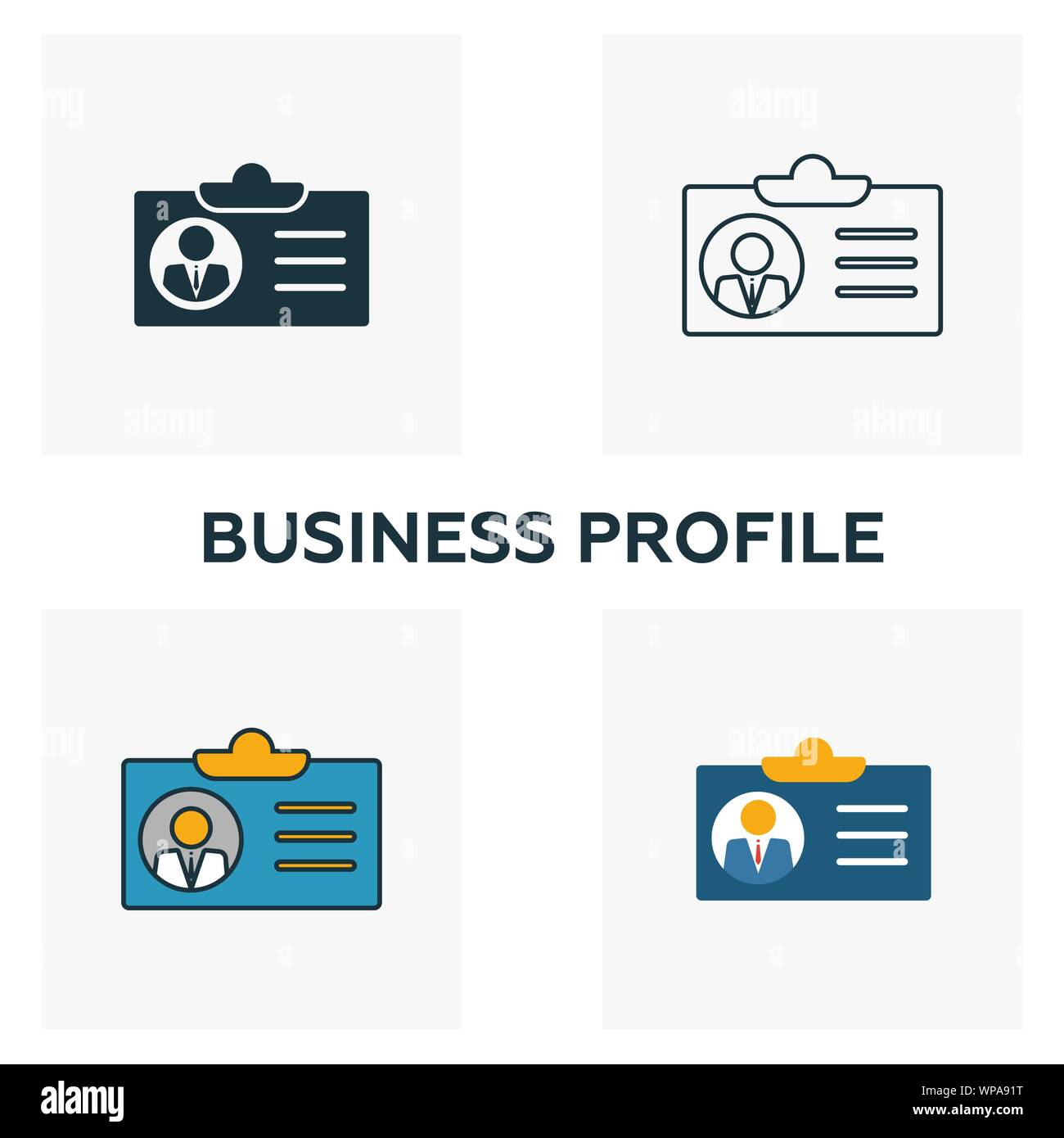 Business Profile icon set. Four elements in diferent styles from human ...