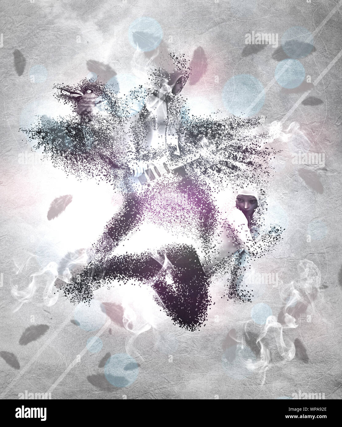 Illustration of a 3d man falling to pieces Stock Photo - Alamy