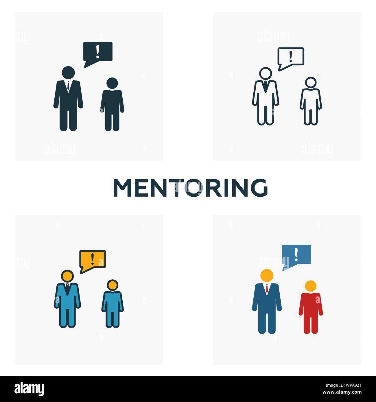 Mentoring icon set. Four elements in diferent styles from human resources icons collection ...
